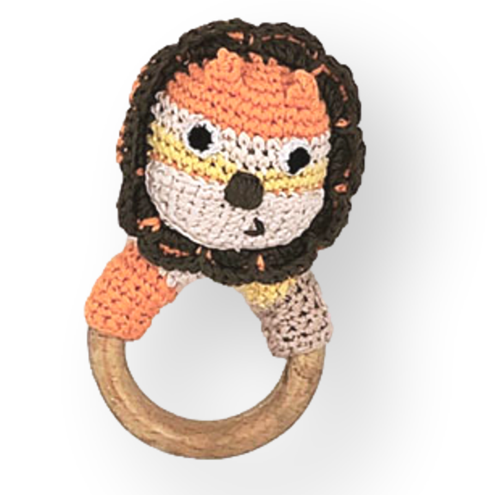 Wooden Ring Rattle Lion – Here and There Makers